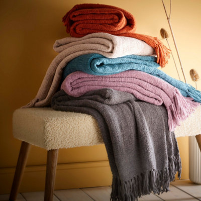 Chenille Gorgeously Soft Textured Terracotta Throw