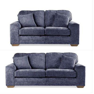 Chenille Grey High Back 3+2 Seater Set