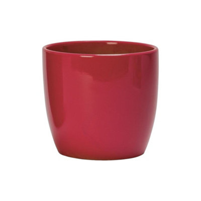 Cherry Red Ceramic Indoor Plant Pot - H12cm