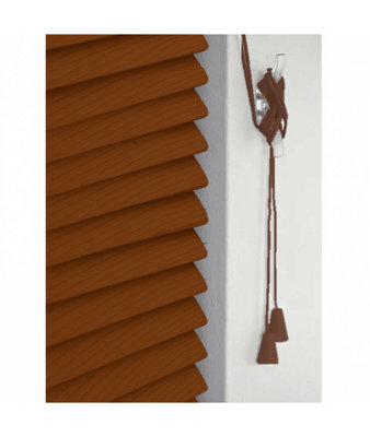 Cherry Wood Grain PVC Venetian Blind 152cm Drop (25mm Slats) 175cm Wide