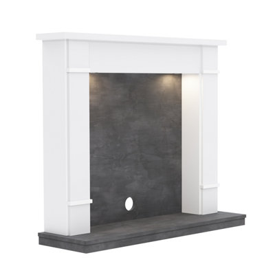 Cheshire 48" Ash White & Grey Slate Timber Inglenook Surround