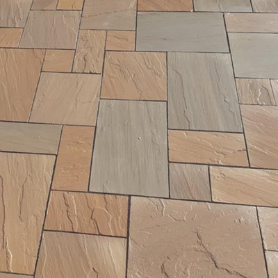 CHESHIRE PAVING STONES AUTUMN BROWN 18-25MM INDIAN SANDSTONE PATIO PACK ...