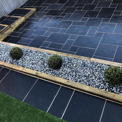 Cheshire Paving Stones Black 18-25mm Limestone Patio Pack as Mix of 4 ...