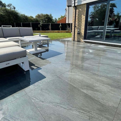 Cheshire Paving Stones Carbon Black 20mm Porcelain Paving Slabs 900x600 ...