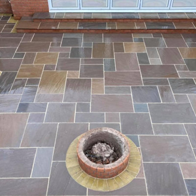 Cheshire Paving Stones Raj Blend 18-25mm Indian Sandstone Patio Pack as ...