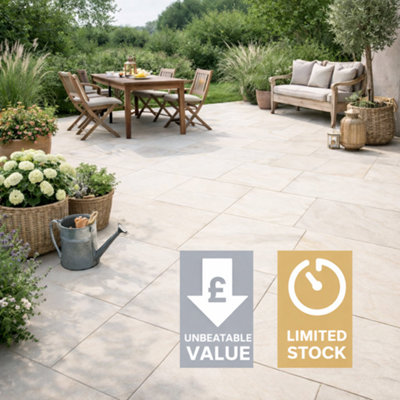 Cheshire Paving Stones Sawn Mint Sandstone Paving Slabs Patio Pack as ...