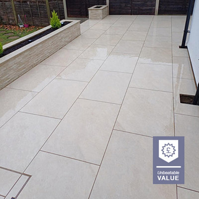 Cheshire Paving Stones White Quartz 20mm Porcelain Paving Slabs 1200x600 Pack of 14 (10.08m2)