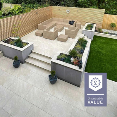 Cheshire Paving Stones White Quartz 20mm Porcelain Paving Slabs 900x600 ...