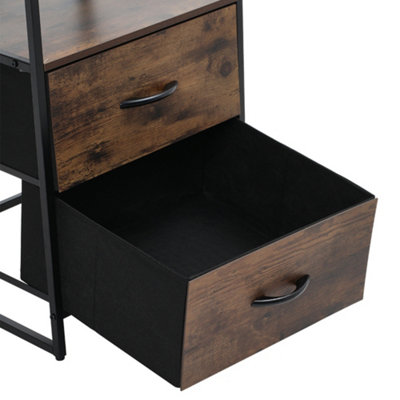 Chest of Drawer Wooden Storage Cabinet with 2 Drawers and Open Shelve