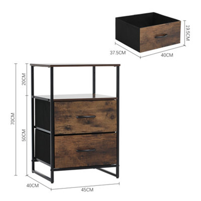 Chest of Drawer Wooden Storage Cabinet with 2 Drawers and Open Shelve