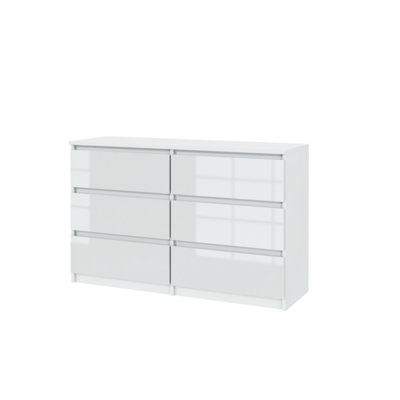 Chest Of Drawers Cabinet Cupboard Bedroom - White Gloss 6 Drawers