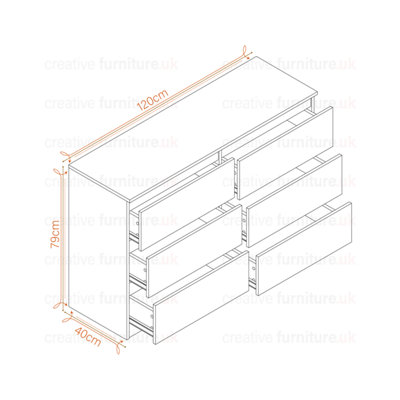 Chest Of Drawers Cabinet Cupboard Bedroom - White Gloss 6 Drawers