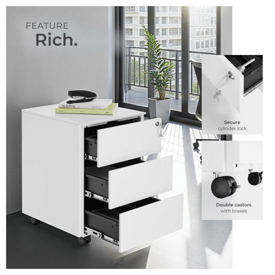 Chest of Drawers Magna - 3 locking drawers, powder-coated steel, 39 x ...