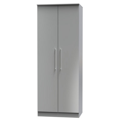 Chester 2 Door Wardrobe in Uniform Grey Gloss & Dusk Grey (Ready Assembled)