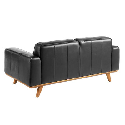 Chester 2-Seater Black Leather Sofa - Modern Elegance