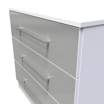 Chester 3 Drawer Chest in Uniform Grey & White (Ready Assembled)
