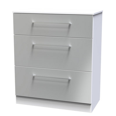 Chester 3 Drawer Deep Chest in Uniform Grey & White (Ready Assembled)