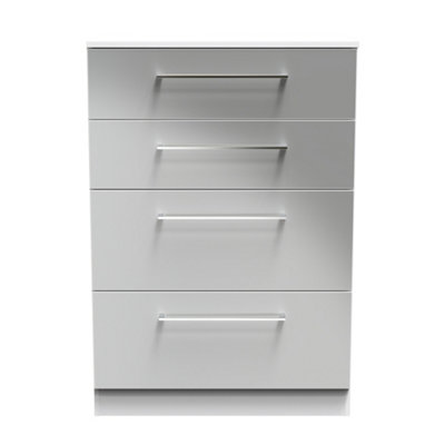 Chester 4 Drawer Deep Chest in Uniform Grey & White (Ready Assembled)