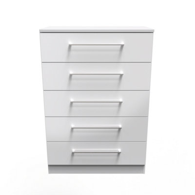 Chester 5 Drawer Chest in White Gloss (Ready Assembled) | DIY at B&Q
