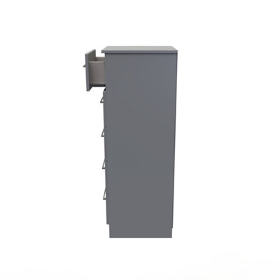 Chester 5 Drawer Tallboy in Uniform Grey & Dusk Grey (Ready Assembled)