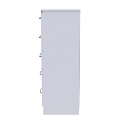 Chester 5 Drawer Tallboy in Uniform Grey & White (Ready Assembled)