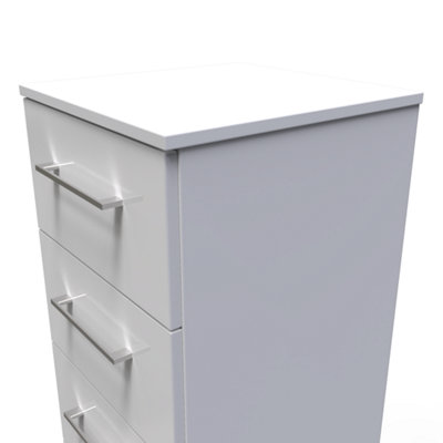 Chester 5 Drawer Tallboy in White Gloss (Ready Assembled)