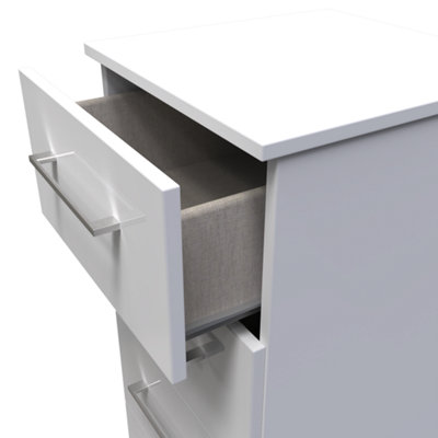 Chester 5 Drawer Tallboy in White Gloss (Ready Assembled)
