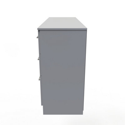 Chester Double Pedestal Desk in Uniform Grey Gloss & Dusk Grey (Ready ...