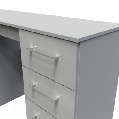 Chester Double Pedestal Desk in Uniform Grey Gloss & Dusk Grey (Ready ...