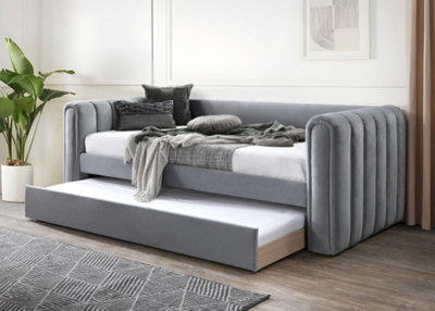 Chester Grey Fabric Day Bed with Trundle