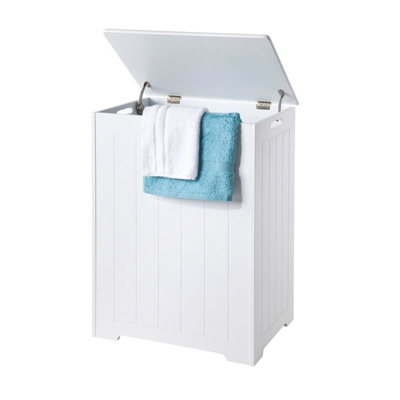 Chester Large White Wooden Laundry Bin, Bathroom Storage Chest, Cabinet ...