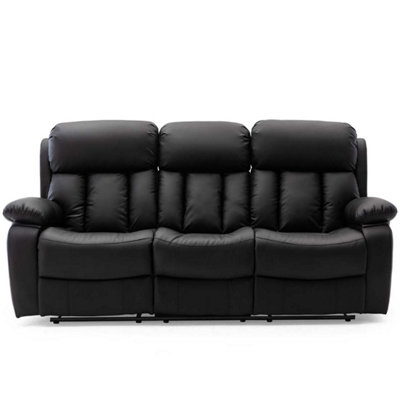 Chester Manual High Back Luxury Bond Grade Leather Recliner 3 Seater ...