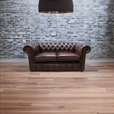 Chesterfield 2 Seater Antique Brown Real Leather Tufted Buttoned Sofa ...