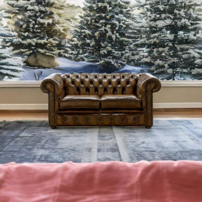 Chesterfield 2 Seater Antique Gold Real Leather Sofa Settee Bespoke In ...