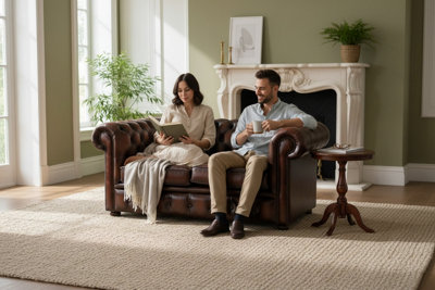 Chesterfield 2 Seater Antique Light Rust Leather Sofa Settee Bespoke In ...