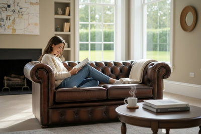 Chesterfield 2 Seater Antique Light Rust Leather Sofa Settee Bespoke In ...