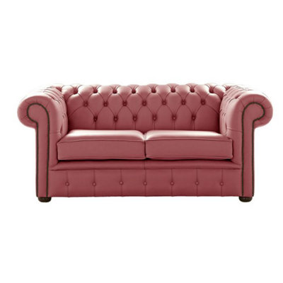 Chesterfield 2 Seater Shelly Brick Red Leather Sofa Settee Bespoke In ...