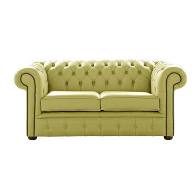 Chesterfield 2 Seater Shelly Field Green Leather Sofa Settee Bespoke In ...