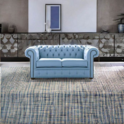 Chesterfield 2 Seater Shelly Haze Leather Sofa Settee Bespoke In ...