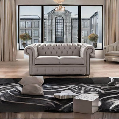 Chesterfield 2 Seater Shelly Rocking Leather Sofa Settee Bespoke In ...