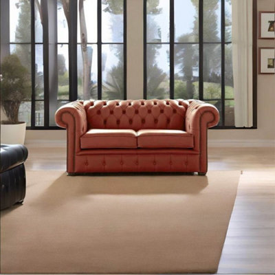 Chesterfield 2 Seater Shelly Spice Leather Sofa Settee Bespoke In ...