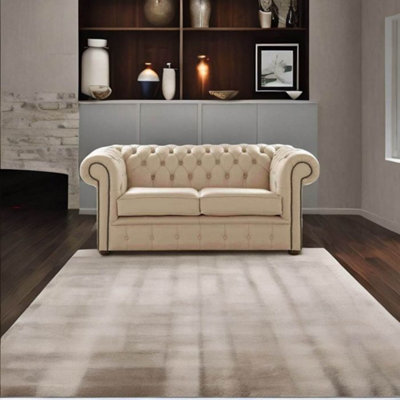 Chesterfield 2 Seater Shelly Stone Leather Sofa Settee Bespoke In ...