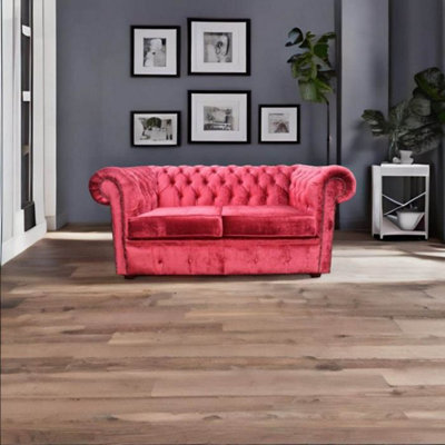 Chesterfield 2 Seater Sofa Settee Modena Pillarbox Red Velvet In ...