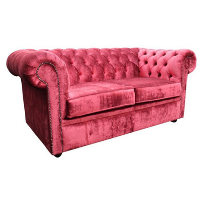 Chesterfield 2 Seater Sofa Settee Modena Pillarbox Red Velvet In ...