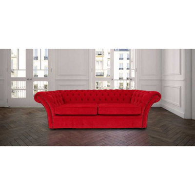Chesterfield 3 Seater Pimlico Rouge Red Fabric Sofa Bespoke In Balmoral ...
