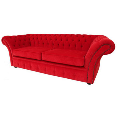 Chesterfield 3 Seater Pimlico Rouge Red Fabric Sofa Bespoke In Balmoral ...