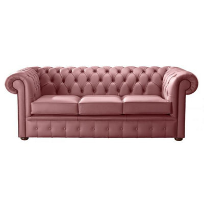 Chesterfield 3 Seater Shelly Brick Red Leather Sofa Bespoke In Classic ...