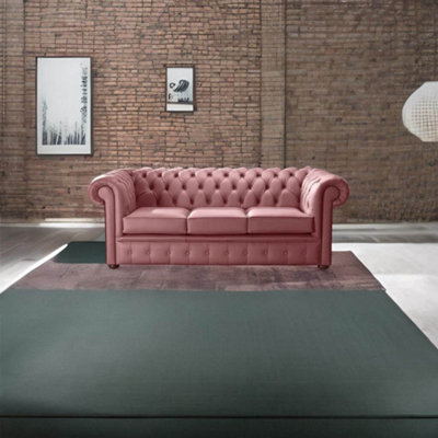 Chesterfield 3 Seater Shelly Brick Red Leather Sofa Bespoke In Classic ...
