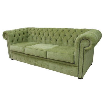 Chesterfield 3 Seater Sofa Velluto Lime Green Velvet Fabric In Classic ...