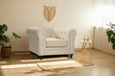 Chesterfield Armchair - Velvet Cream